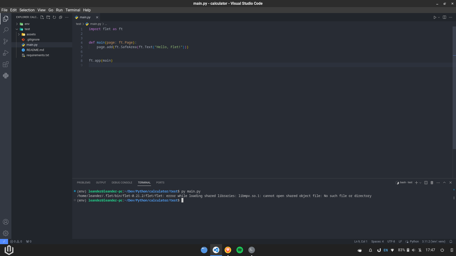 Python Flet Error Beim Starten Linux Code Python 3