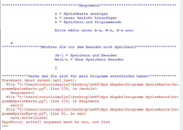 Python liste in txt speichern? (Computer, Programmieren, Informatik)