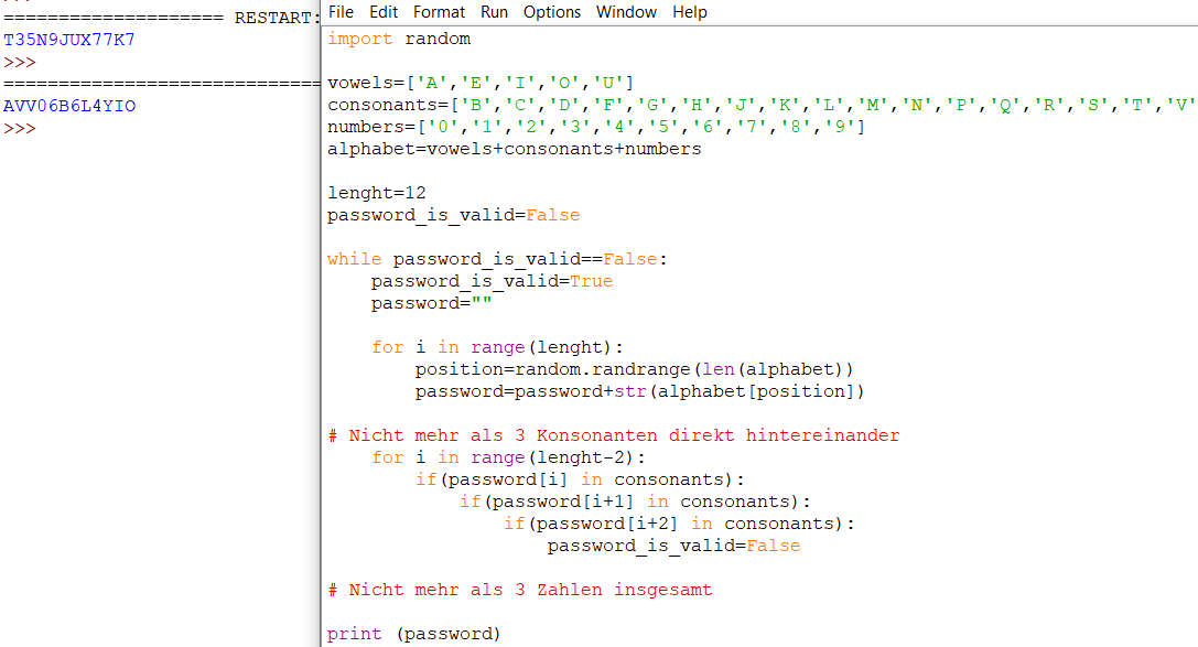 Python Passwort Generator Programmieren Computer Informatik Zahlen