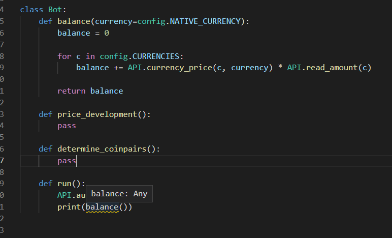 Python: Wieso wird die Funktion "balance" nicht gefunden? (Computer ...