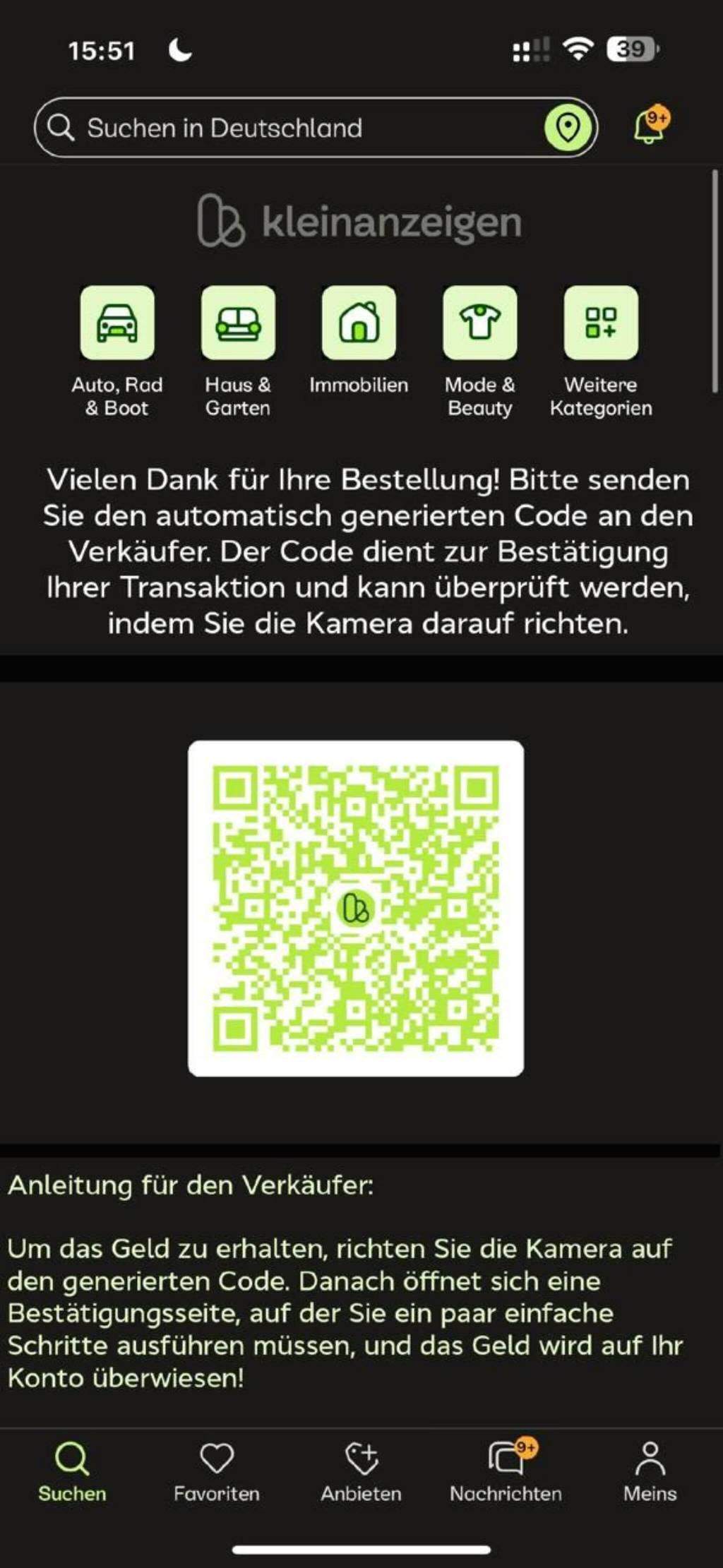 Qr code bei Kleinanzeigen? (Versand, Bestellung, Betrug)
