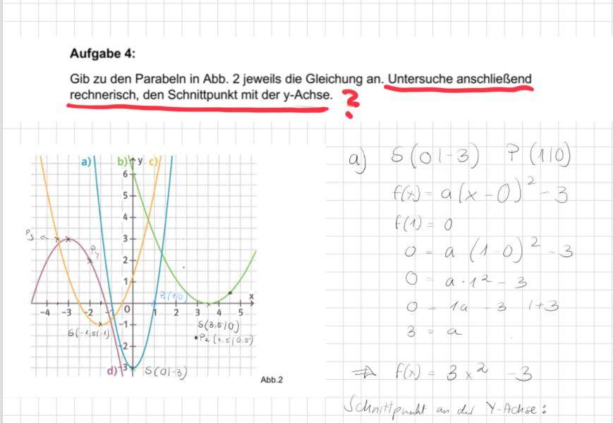 Quadratische Funktionen? (rechnen, Funktion, Gleichungen)