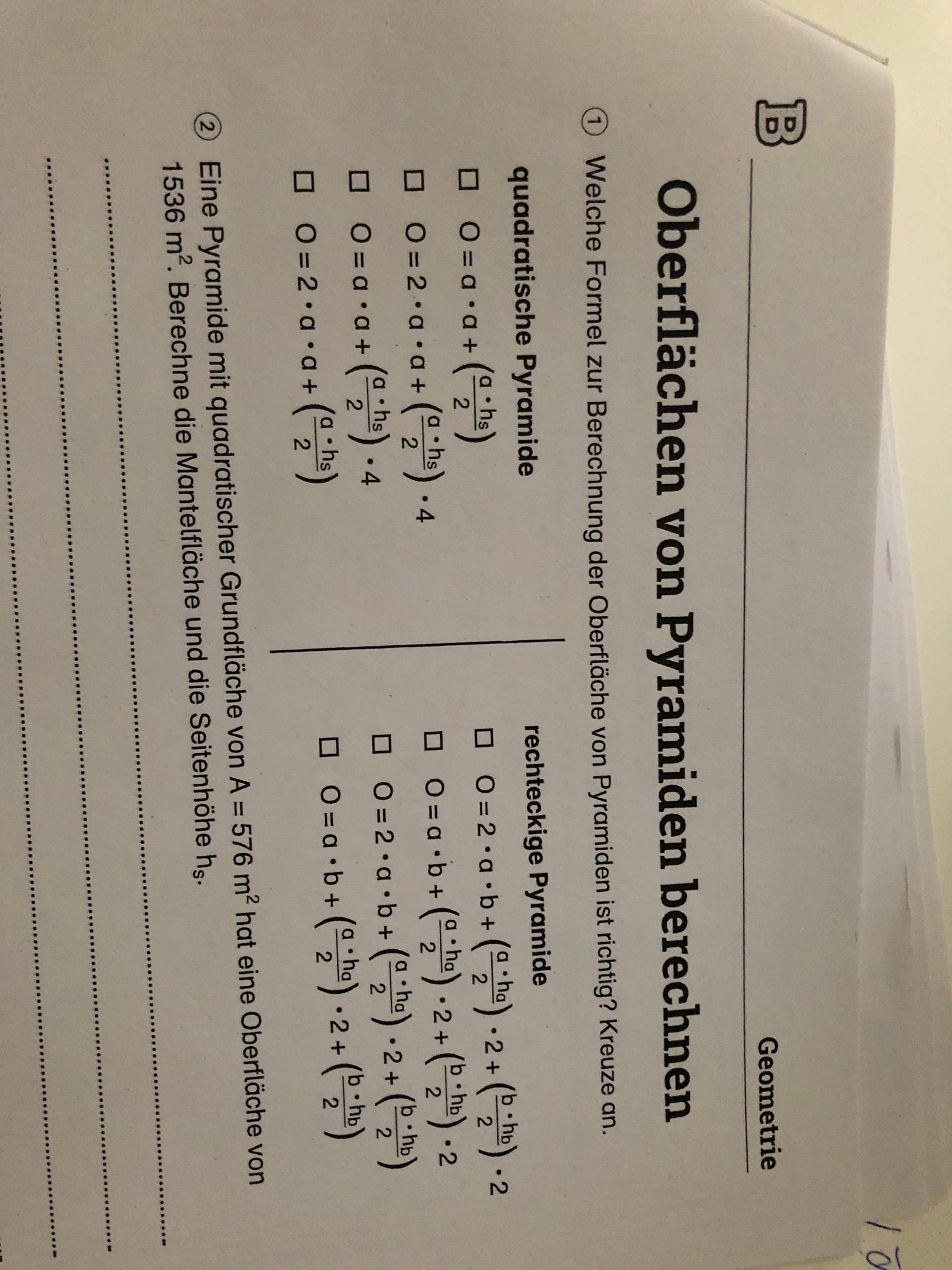 Quadratische Pyramiden Formel anders? (Schule, Mathematik, Pyramide)