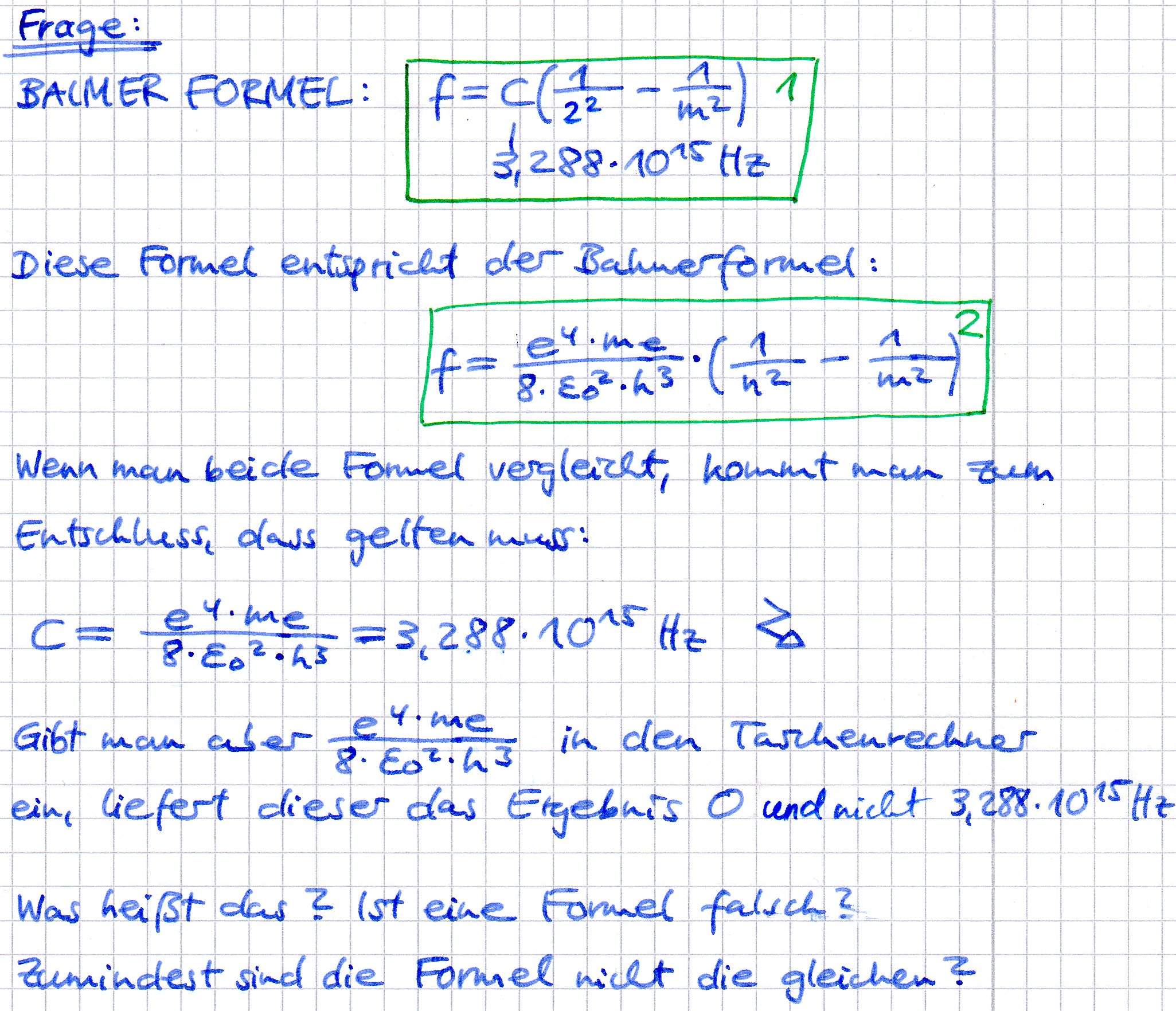 Quantenphysik: Die BALMER-Formel und eine selbst hergeleitete Formel ...