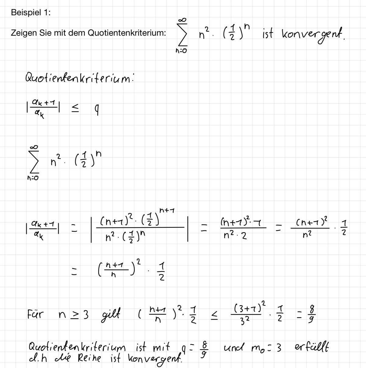 Quotientenkriterium Folgen und Reihen? (rechnen, Funktion, Gleichungen)