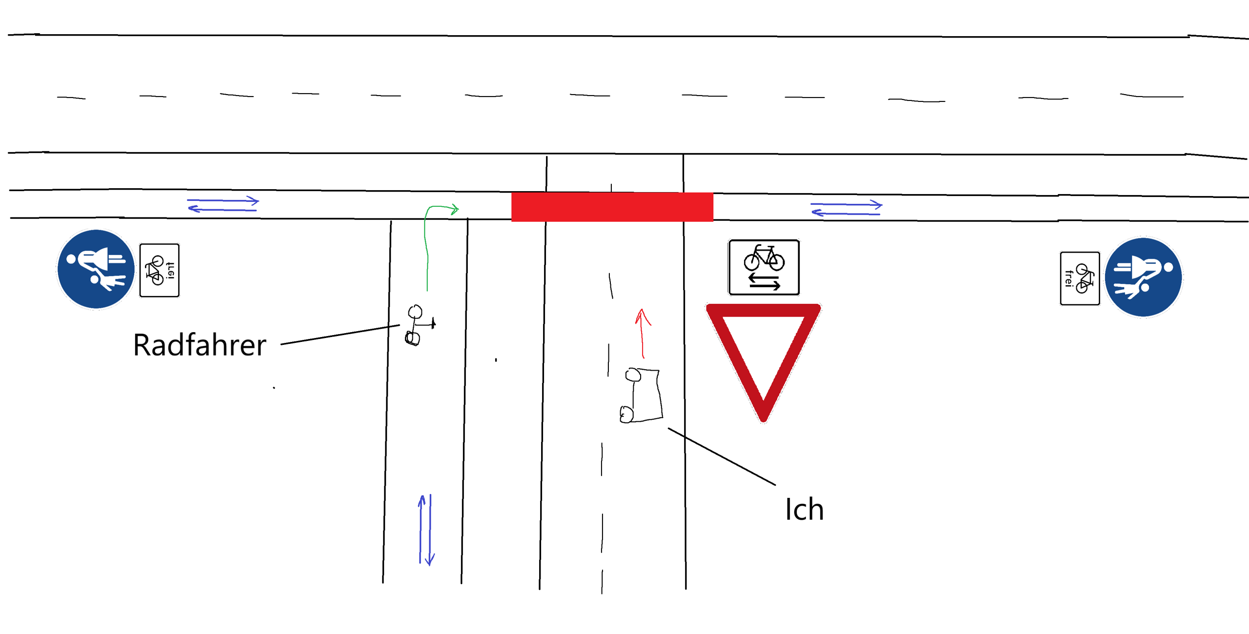 Radfahrer zieht einfach vor mein Auto, wer hat Recht? (Fahrrad, Verkehr, Straßenverkehr)