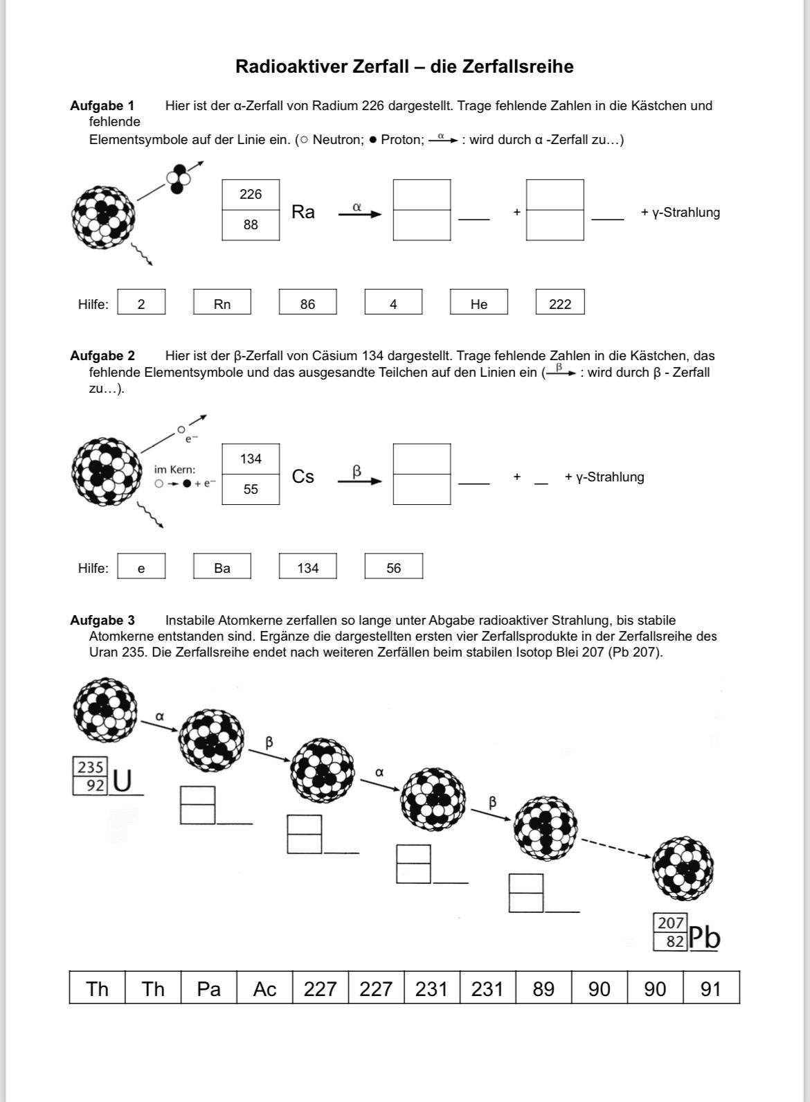 Radioaktiver Zerfall? (Formel, Atom, Physiker)