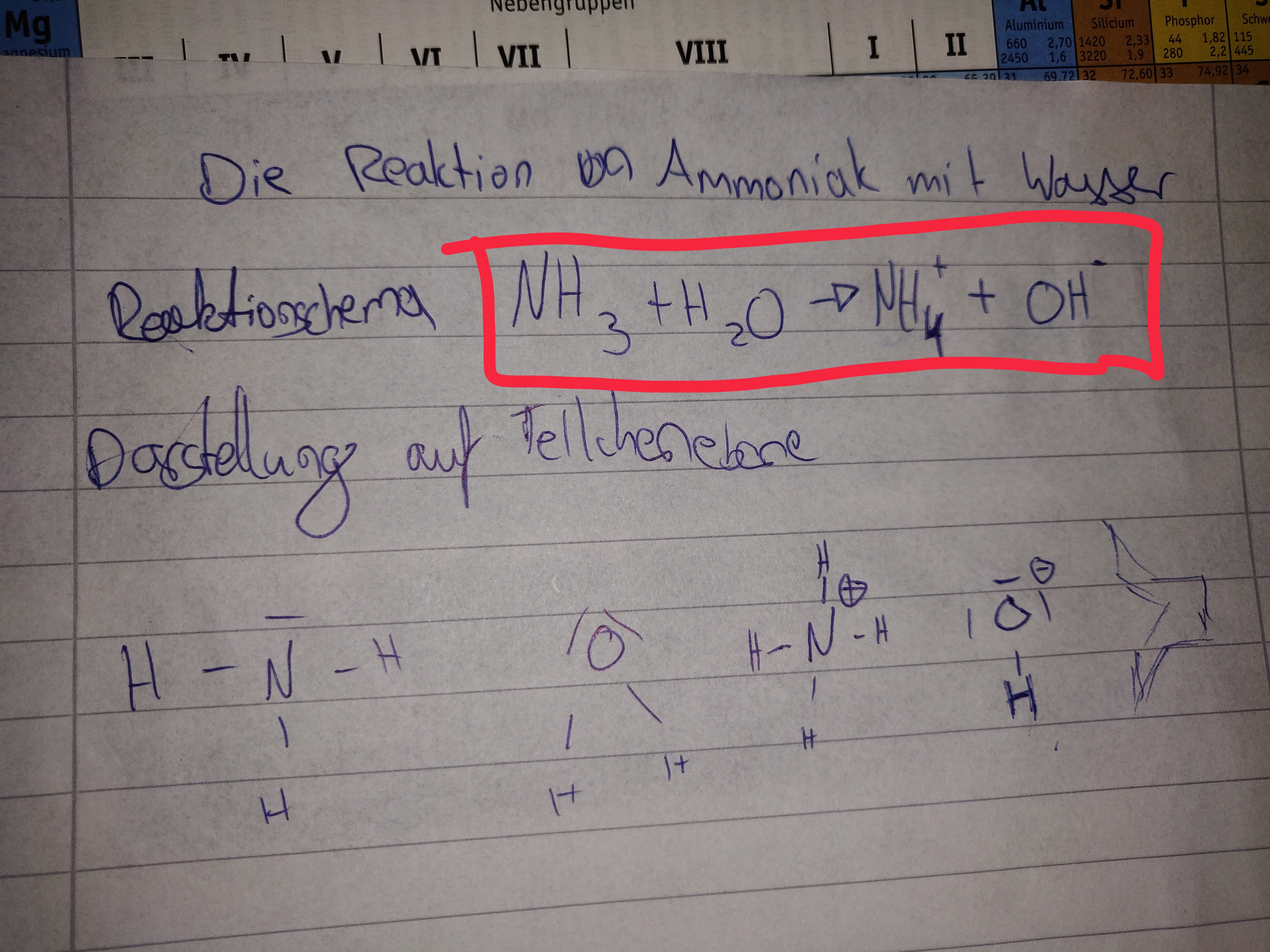 Reaktion Ammoniak mit Wasser? (Schule, Chemie, Lernen)