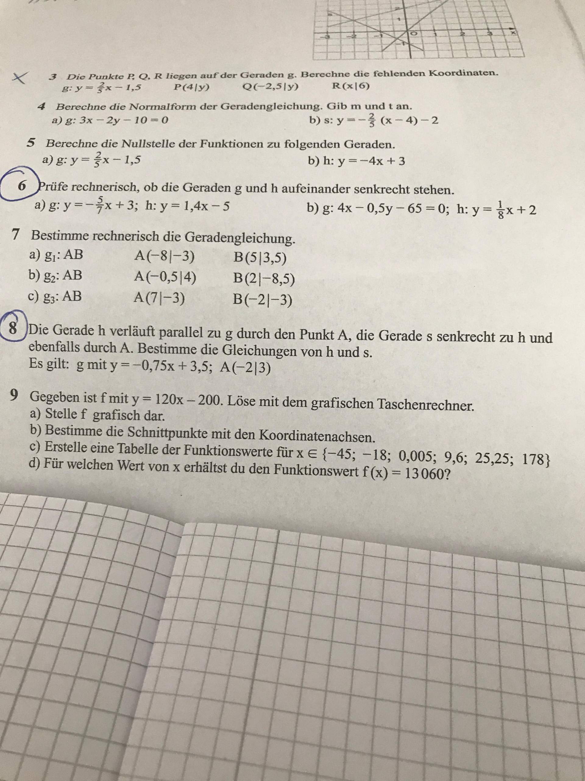 Rechnerisch prüfen ob Geraden aufeinander senkrecht stehen? (Schule ...