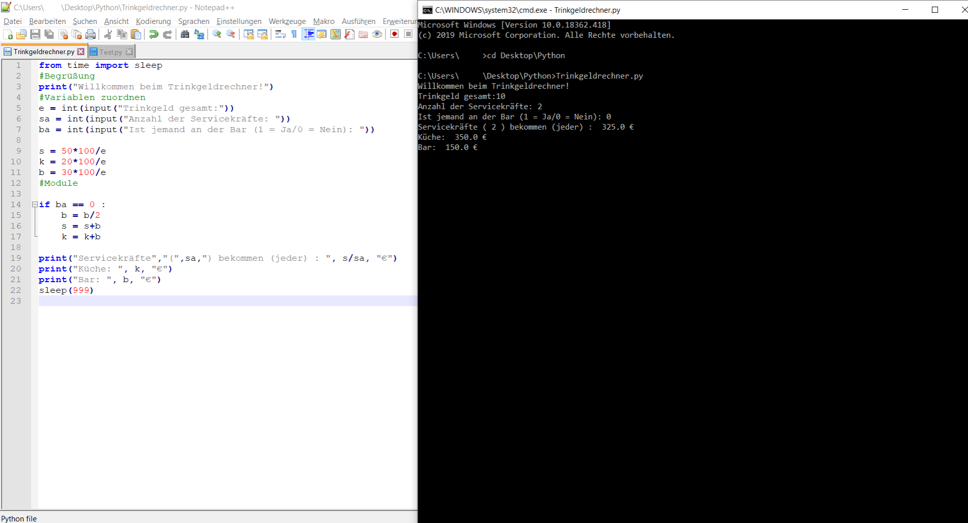 Rechnung in Python geht nicht. Warum? (Computer, programmieren, Informatik)