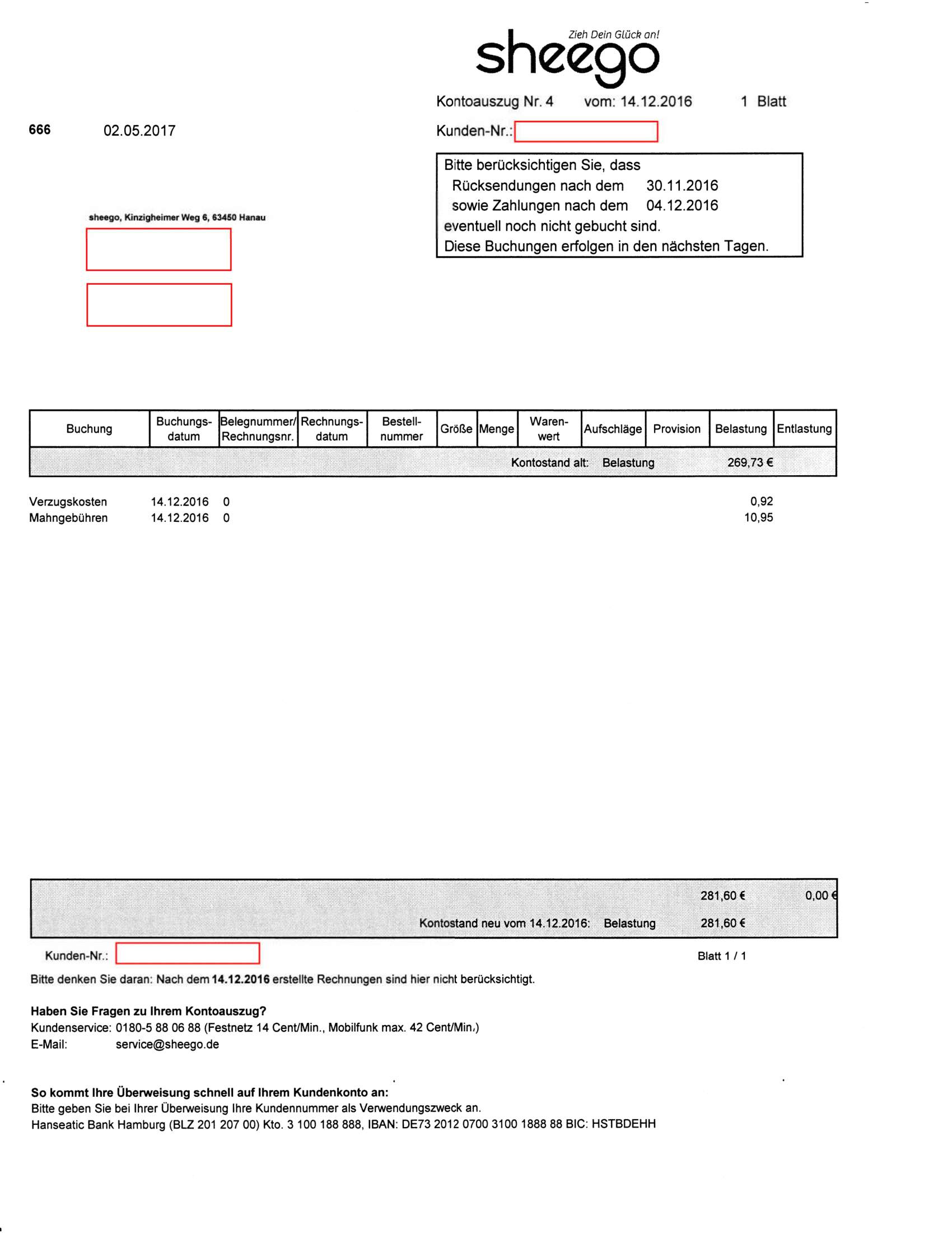 Rechnungsadresse, Lieferadresse, Mahnungen und Inkasso? (Rechnung, Mahnung)