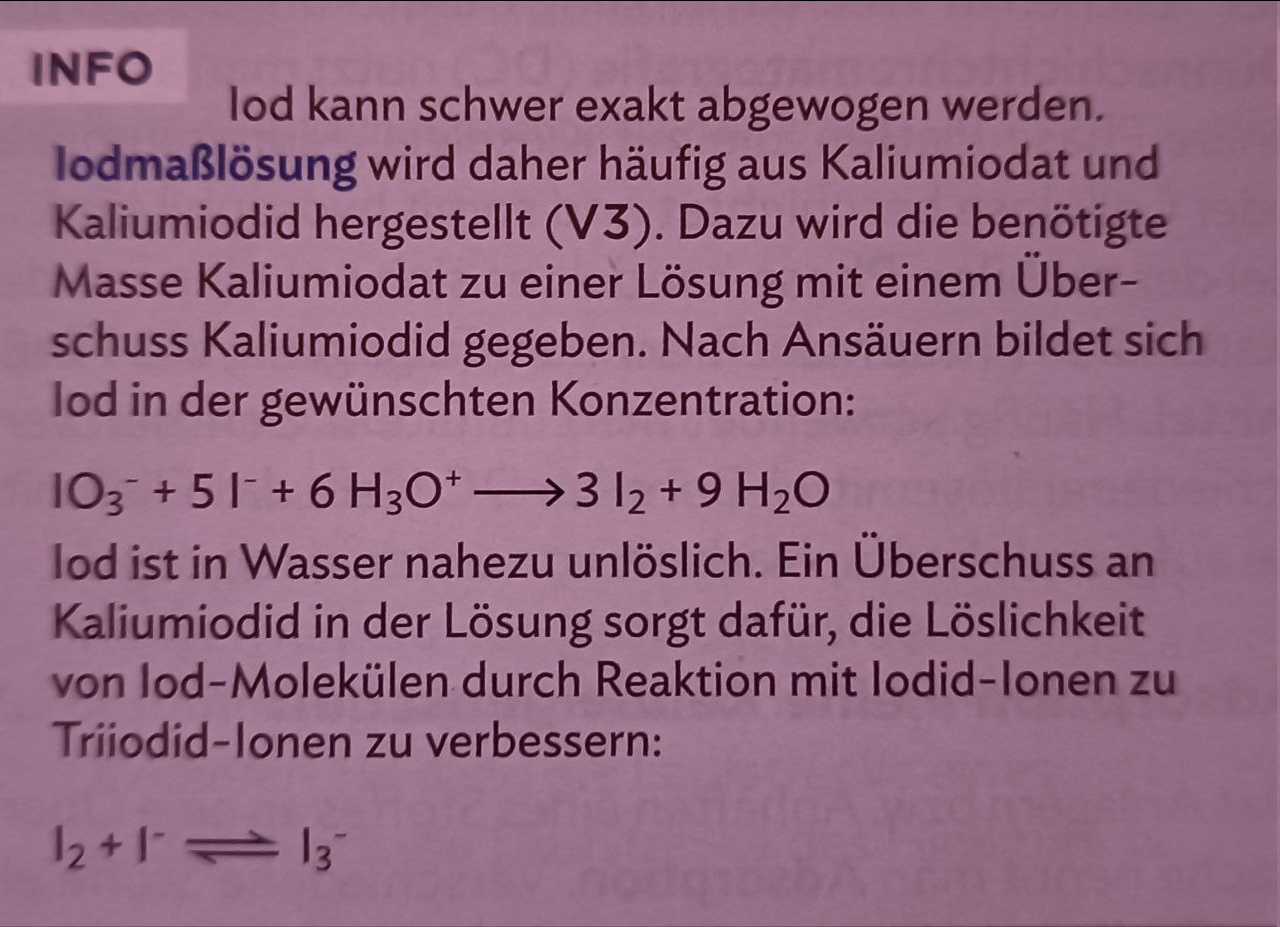 Redoxreaktion erklären Iodometrie? (Alkohol, Formel, Reaktion)