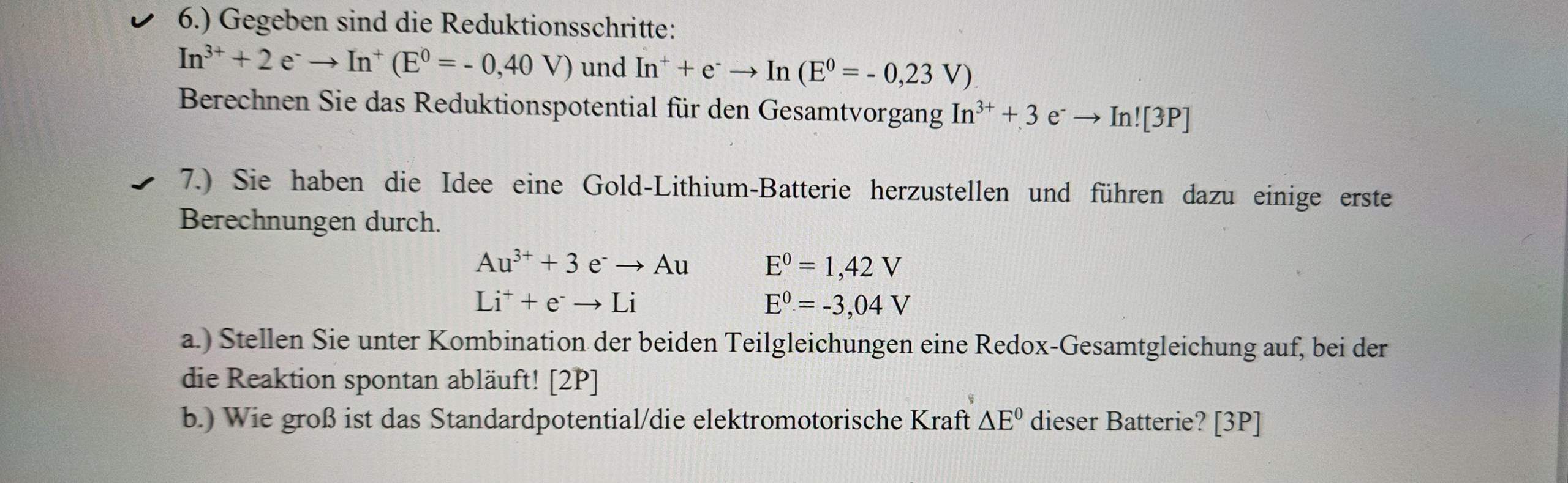 Reduktionspotential? (Redoxreaktion)