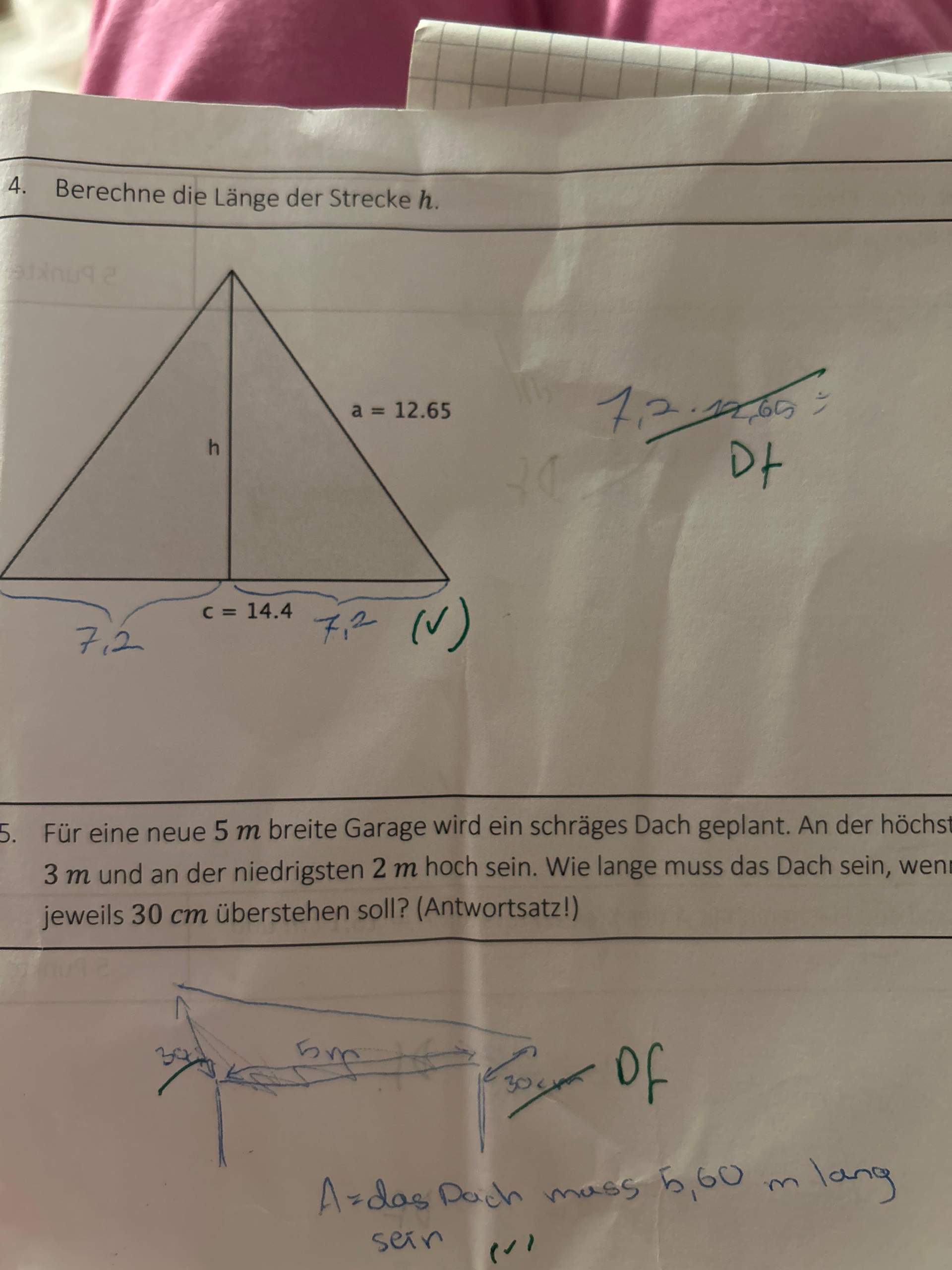 Satz des Pythagoras Sa? (rechnen, Funktion, Gleichungen)