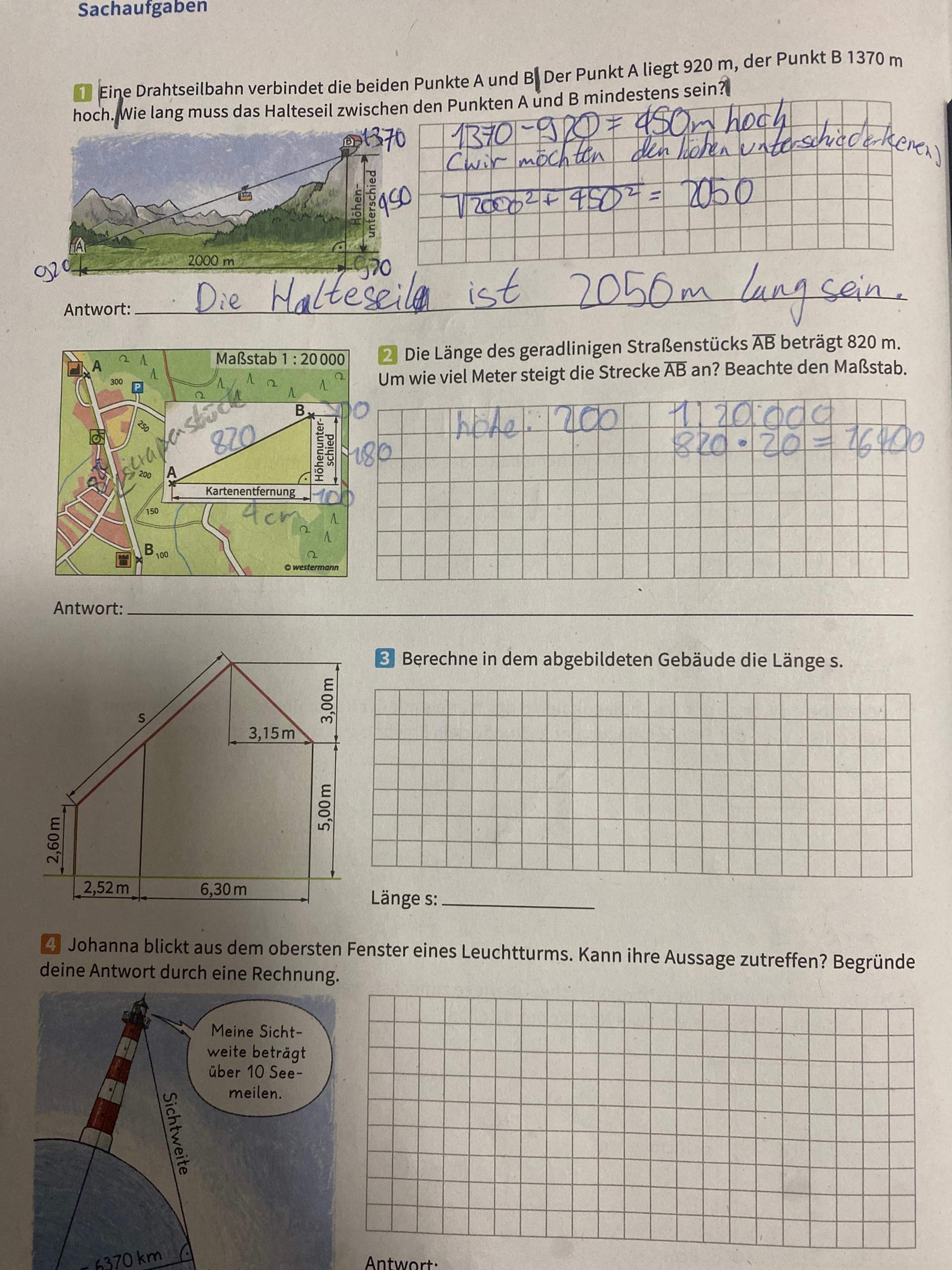 Satz des pythagoras sachaufgaben? (Mathematik, rechnen, Funktion)