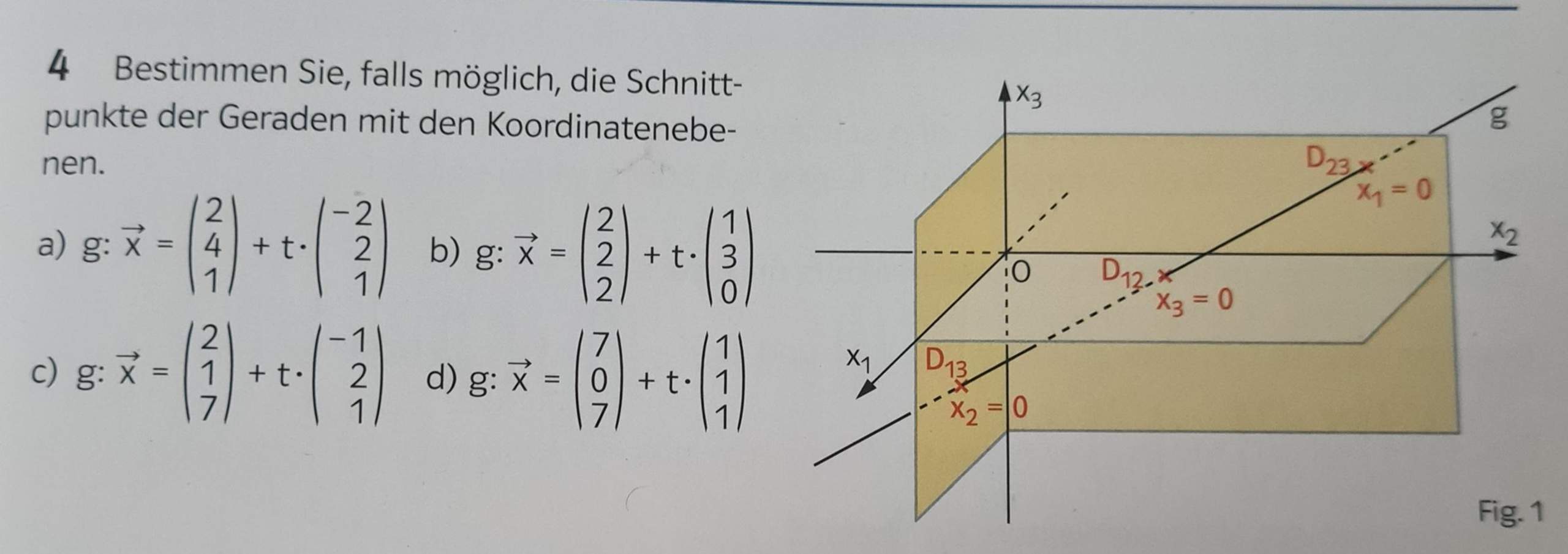 Schnittpunkte der Geraden mit den Koordinatenebenen berechnen? (ebenen ...