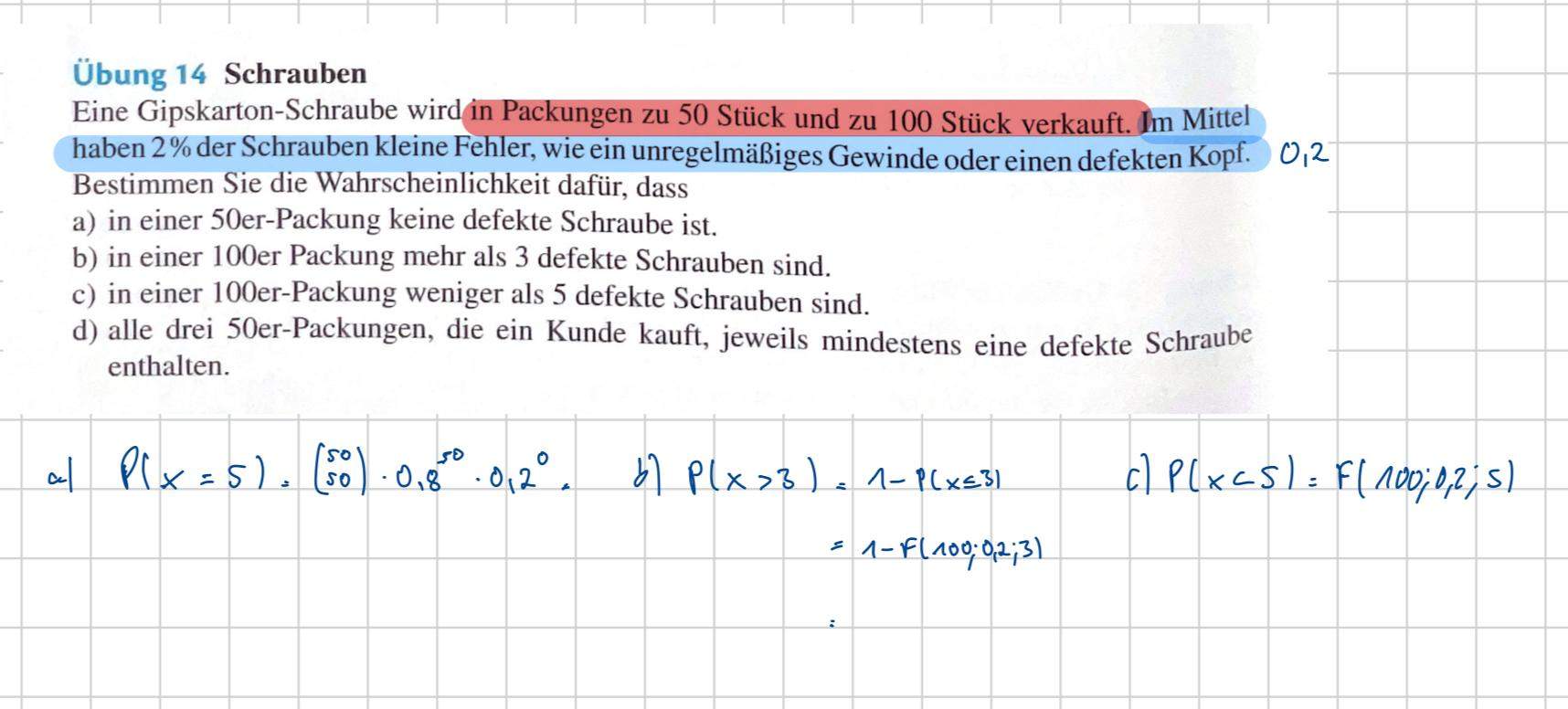 Schrauben stochastik mathe? (rechnen, Mathematiker, Statistik)