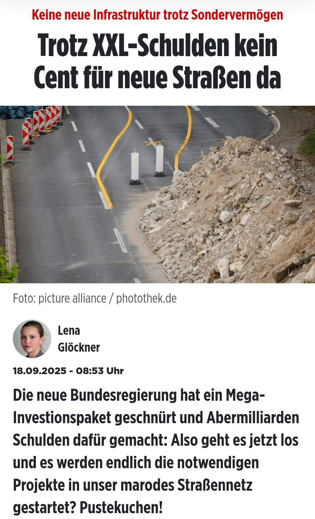 Seht ihr eine Investition des Sondervermögens in die Straße als ...