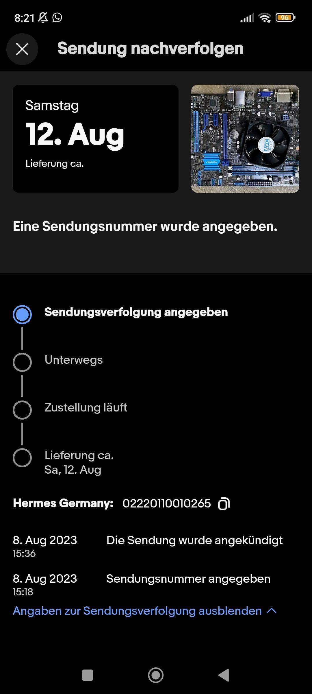 Seit Tagen hat sich an dem Status nichts geändert? (eBay, Versand ...