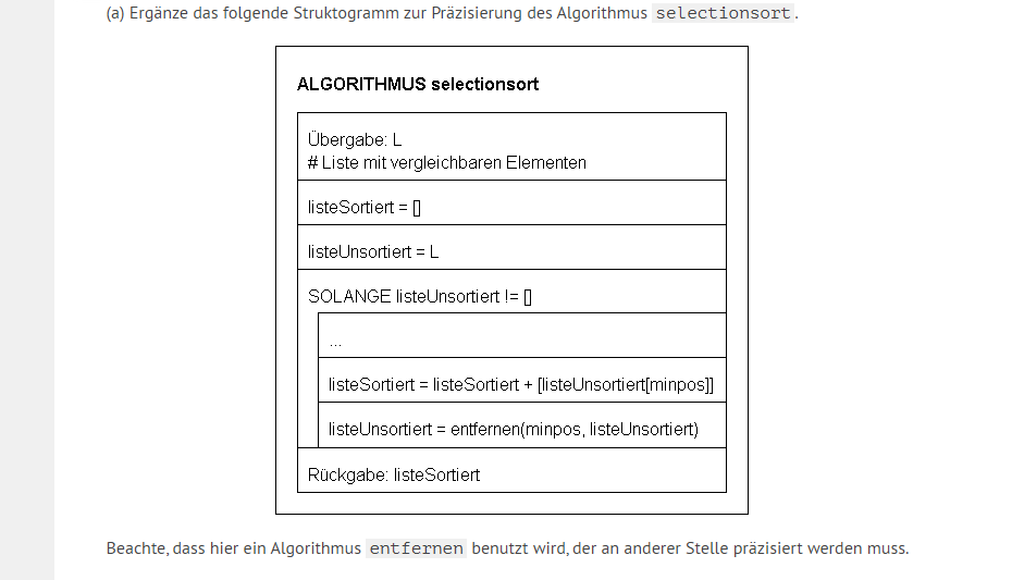 Selection Sort AufgabeStruktogramm? (programmieren, Informatik, Java)