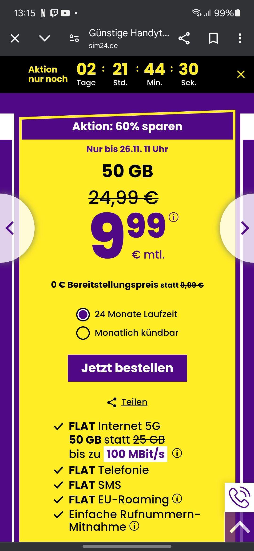 Seriöses Angebot und vertrauenswürdig? (Internet, Vertrag, SIM-Karte)