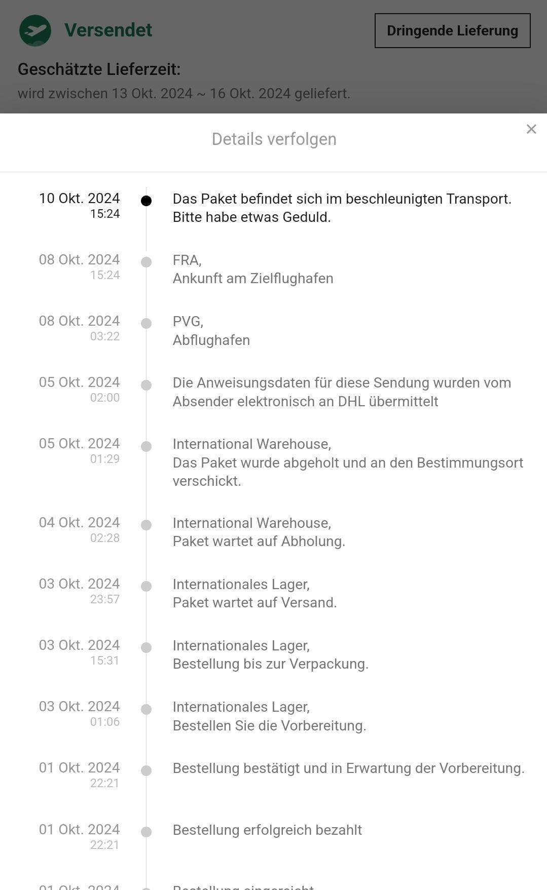 Shein Paket seit über 8 Tage am Flughafen/Zoll? (Versand, Bestellung, DHL)