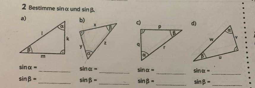 Sinus von alpha und sinus von beta bestimmen? (Mathematik)