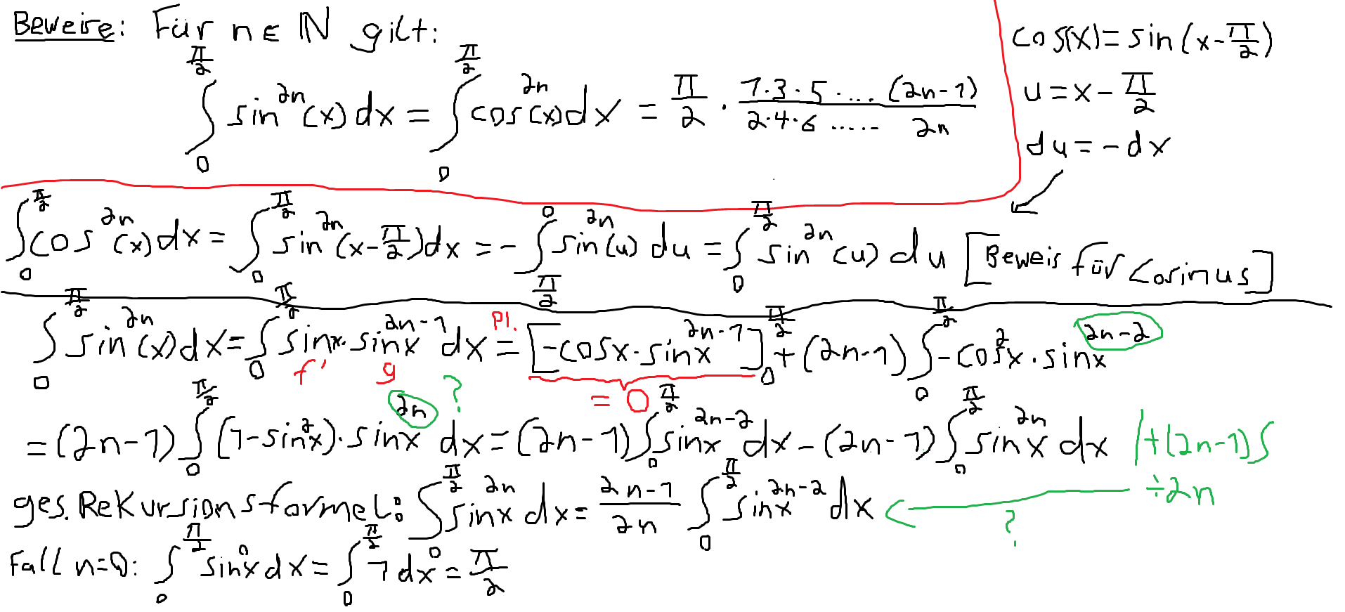 sinus/cosinus integralformel? (Schule, Mathe, Mathematik)