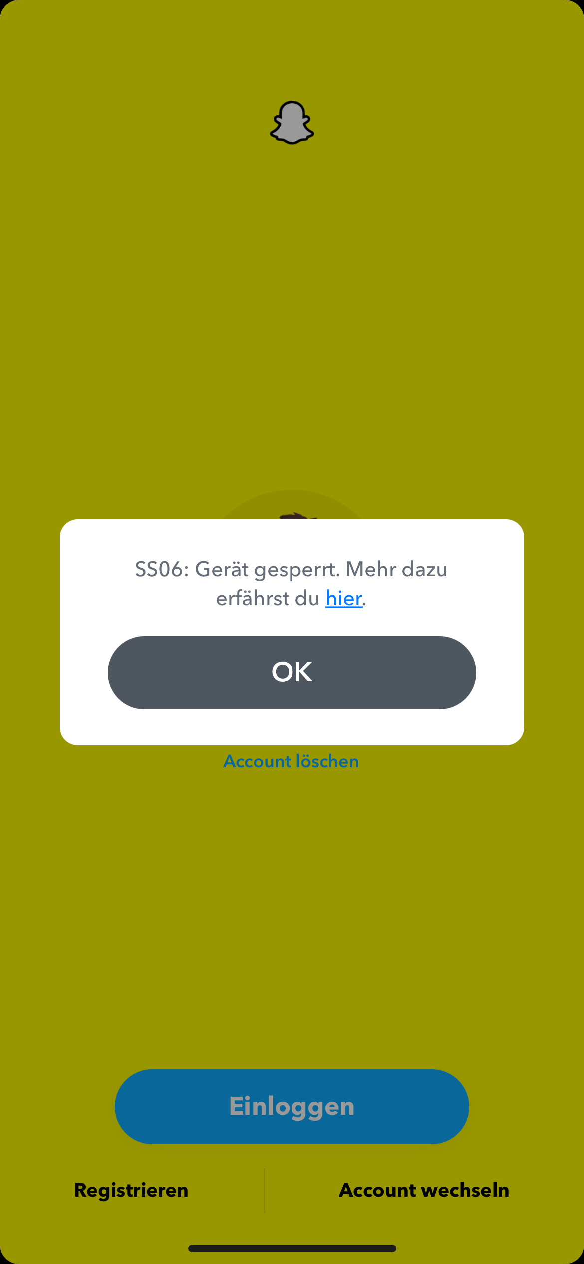 Snapchat geht nicht mehr Code ss06 was tun? (iPhone, Account)