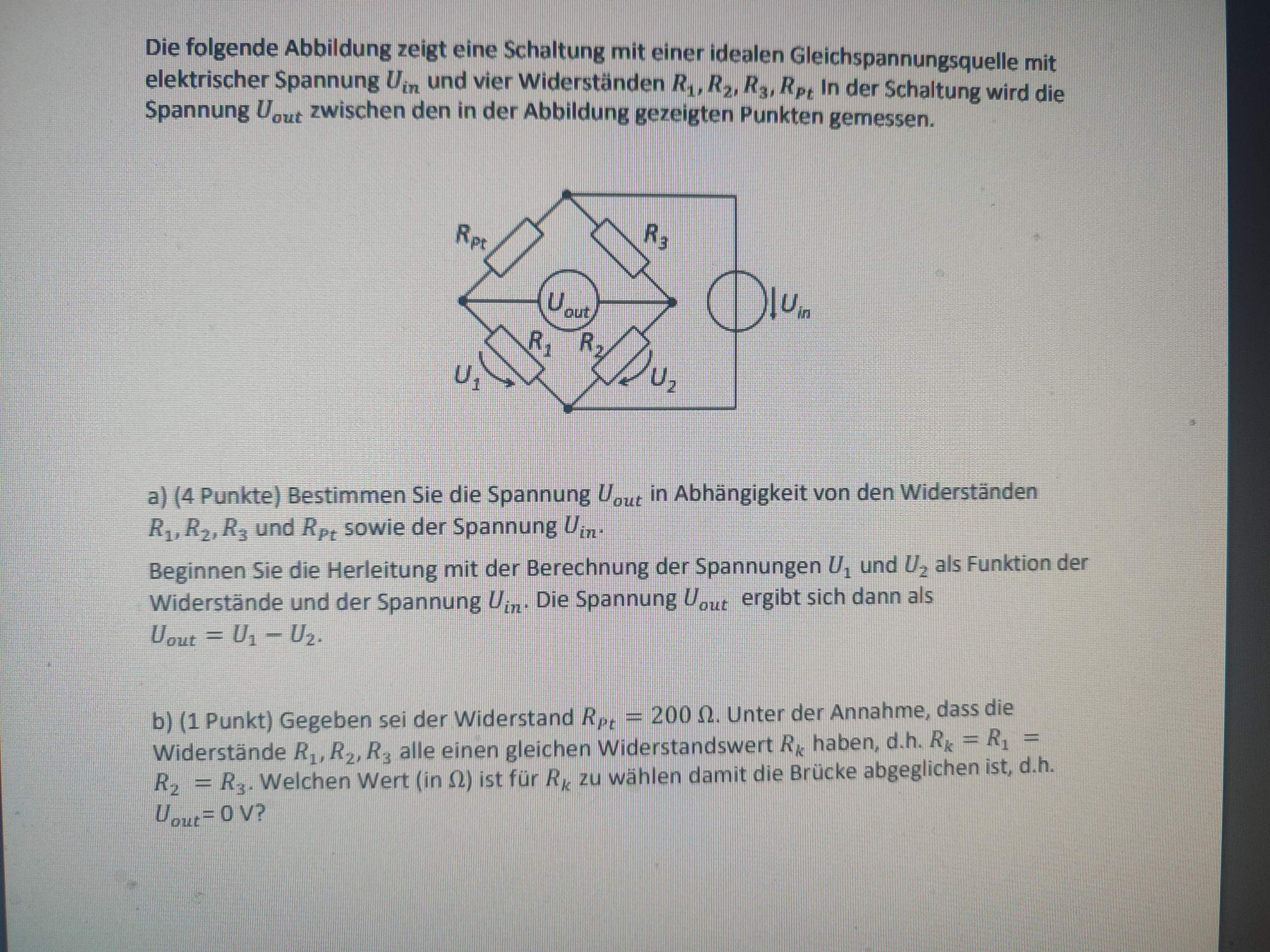 Spannung in Abhängigkeit von den Widerständen bestimmen? (rechnen ...