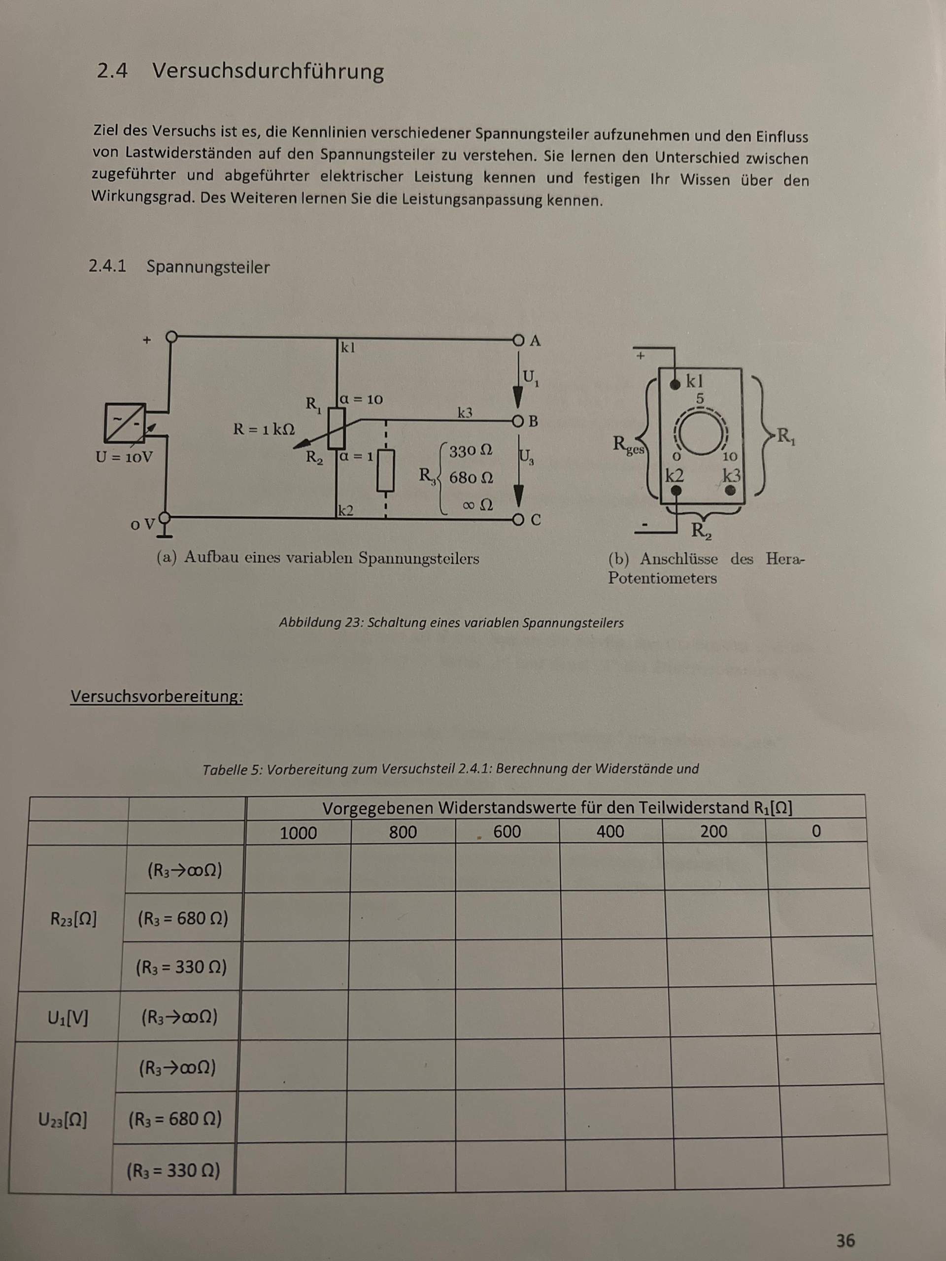 Spannungsteiler Berechnen aber zu viele Werte? (Elektrotechnik, Widerstand)