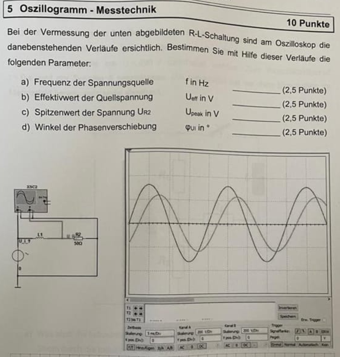 Spitzenwert der Spannung UR2 berechnen bei einem Oszillogramm?