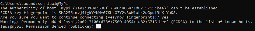 SSH Raspberry Pi 5: Permission Denied (public key)? (Internet, WLAN ... SSH Raspberry Pi 5: Permission Denied (public key)? (Internet, WLAN ...