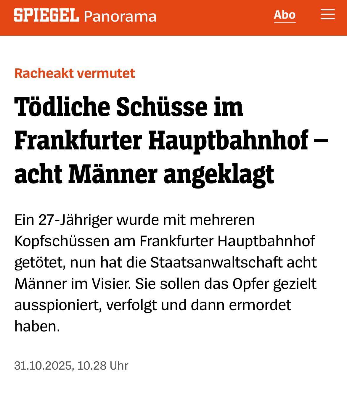Stadtbild 2025: öffentliche Hinrichtung am HBF in Frankfurt/Main. Wollt ...