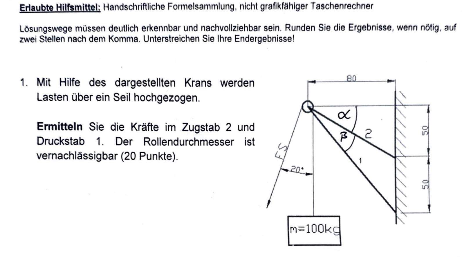 Statik Rechenaufgaben? (Formel, Kraft, Mechanik)