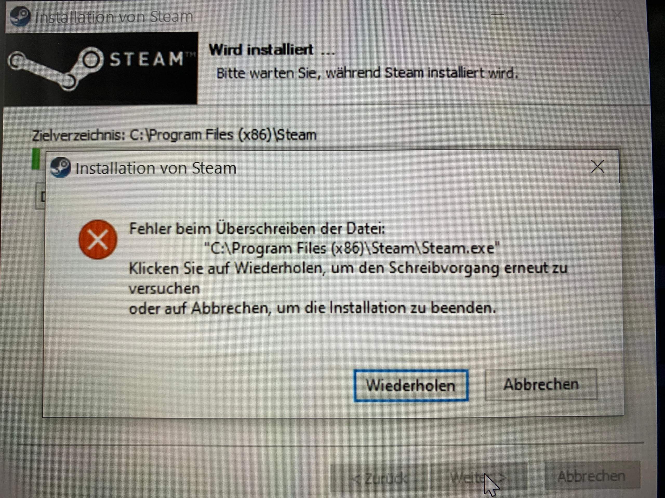 Steam installation geht nicht, warum?