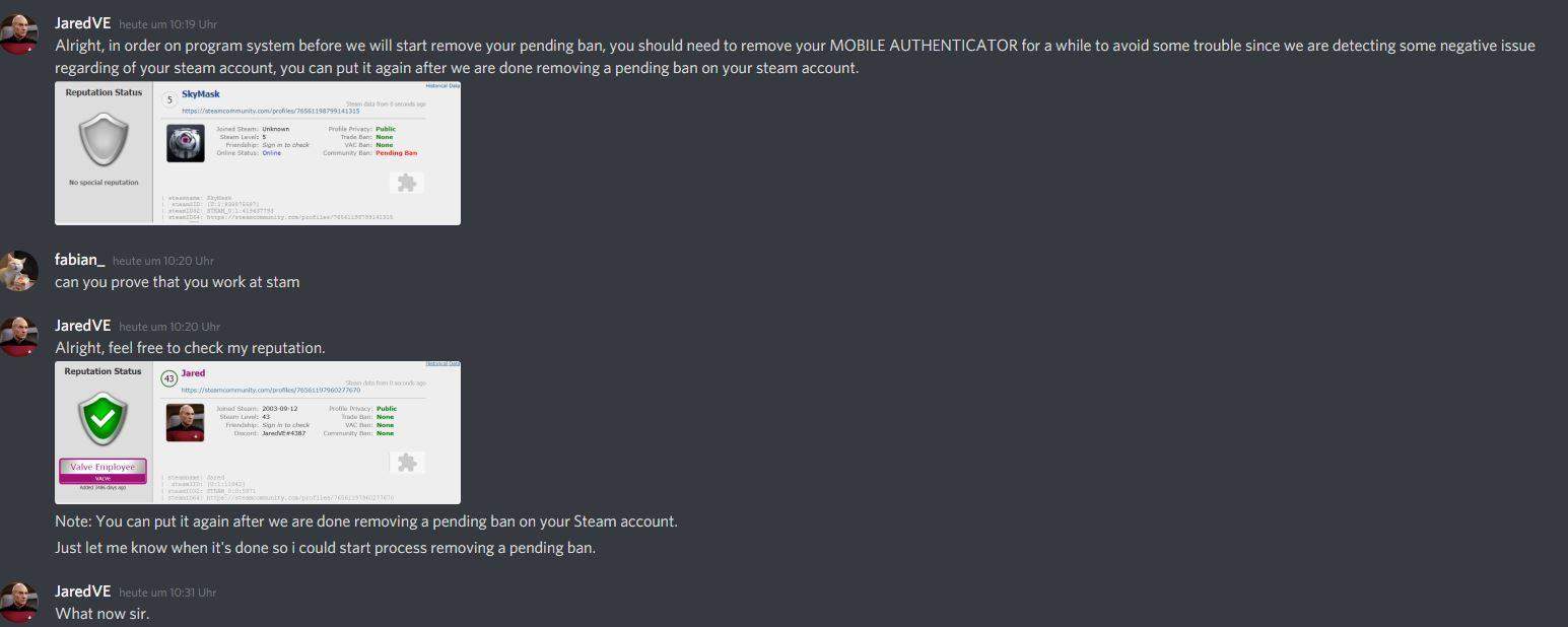 Steam Mitarbeiter schreiben mir? (Scam)