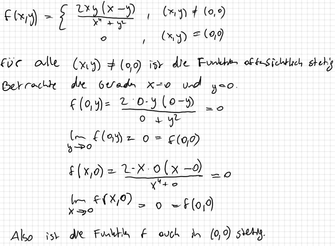 Stetigkeit einer Funkt mit zwei Variablen untersuchen? (Schule ...