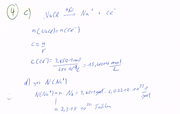 Stoffmenge Berechnung von Kochsalz und Konzentration? (Schule, Chemie ...