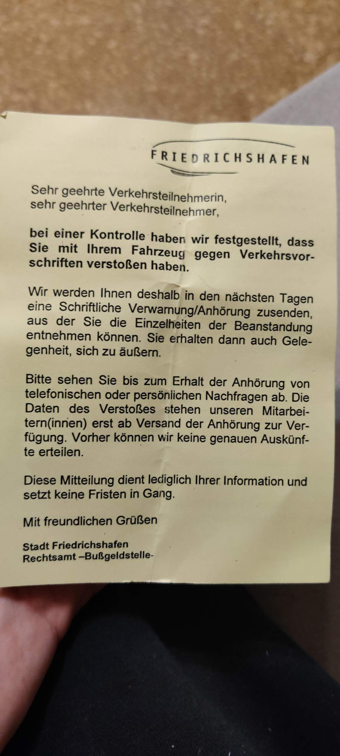 Strafzettel oder nur Verwarnung? (Verkehrsrecht, Straßenverkehrsordnung ...