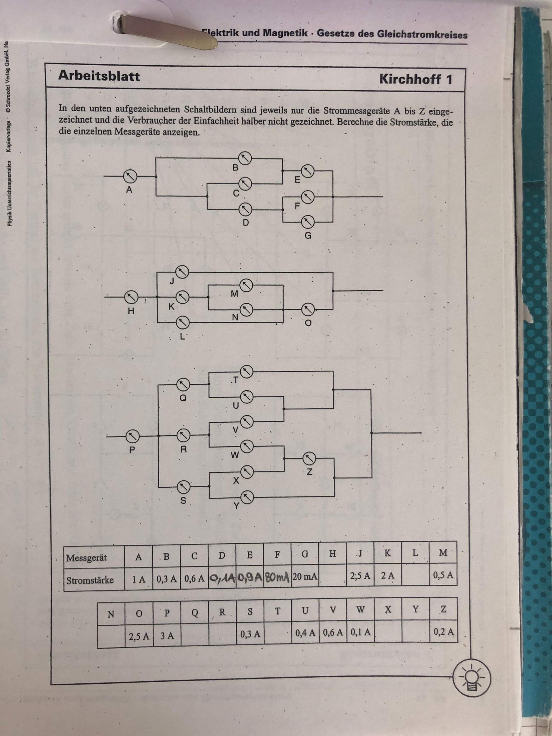 Stromstärke herausfinden (8.Klasse)? (Strom, Elektrotechnik, Spannung)
