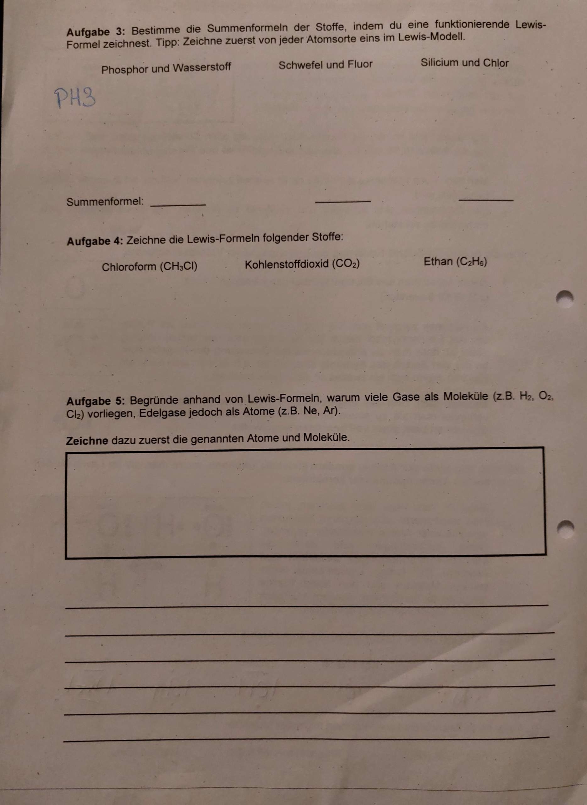 Summenformel und Lewis-Modell? (Chemie, Strukturformel, lewis formel)