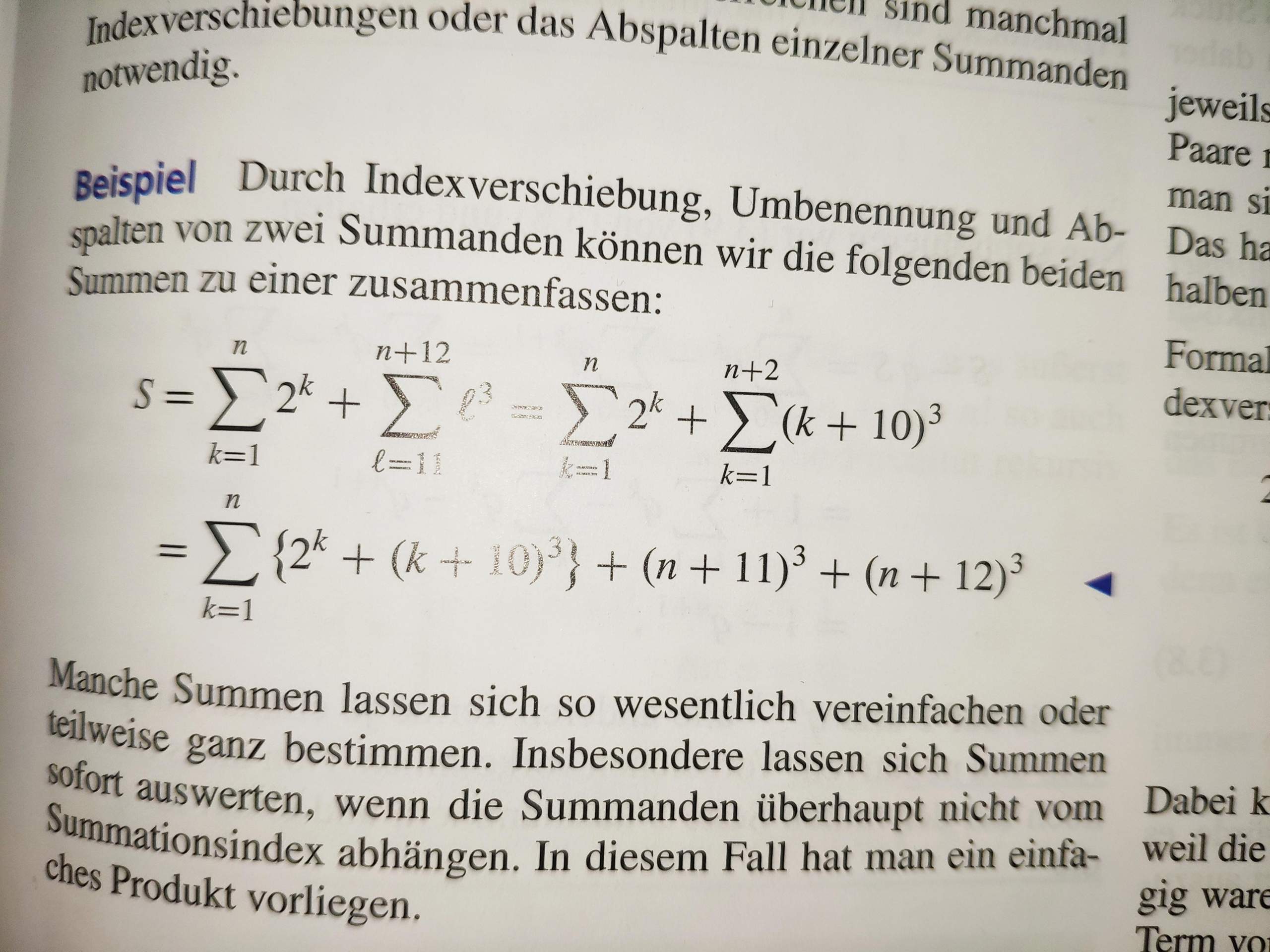 Summenformeln richtig addieren? (Computer, Mathematik, Gleichungen)