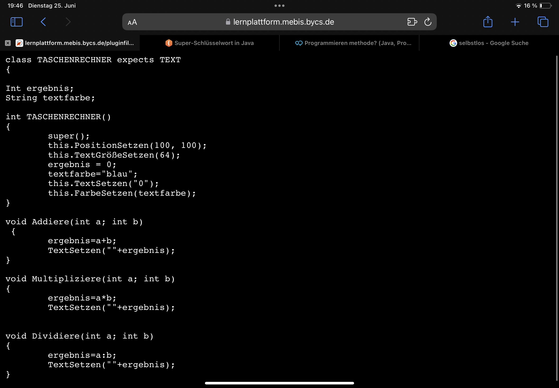 Syntaxfehler finden? (programmieren, Java)