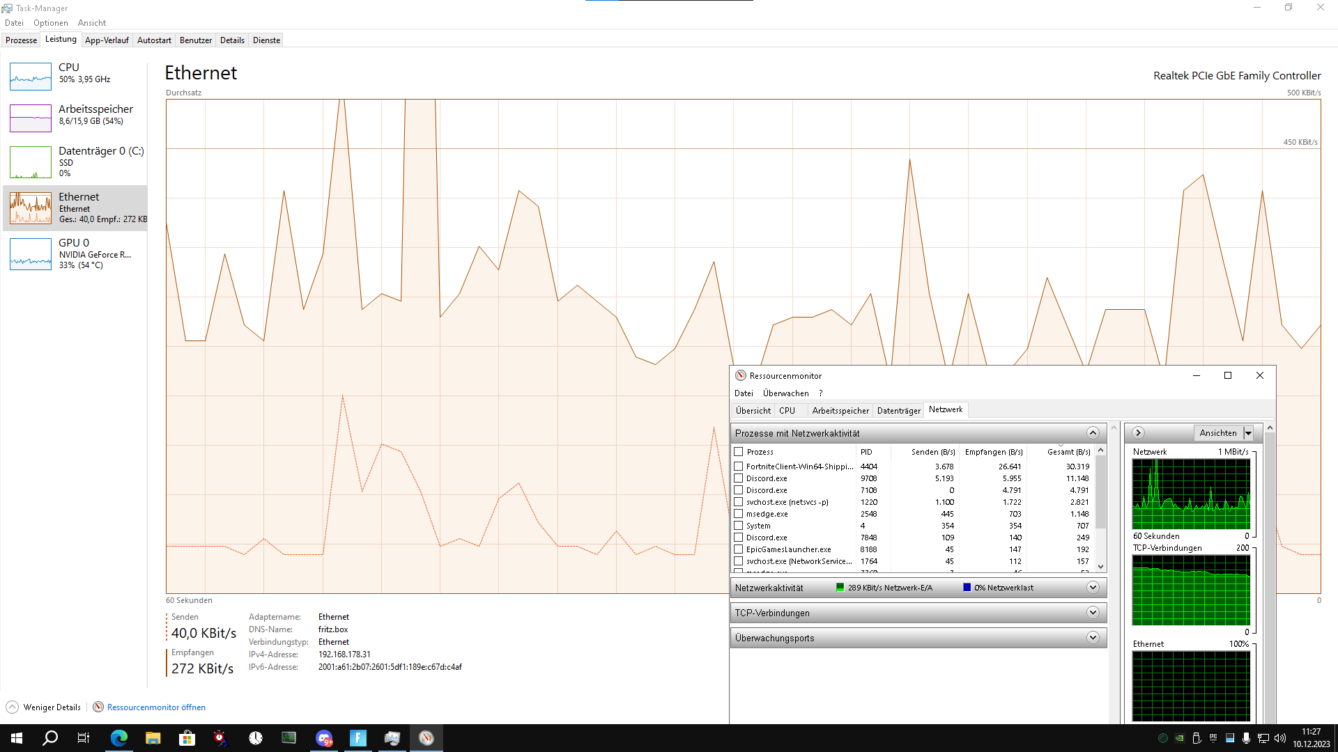 Task manager netzwerk? (LAN, Ethernet)