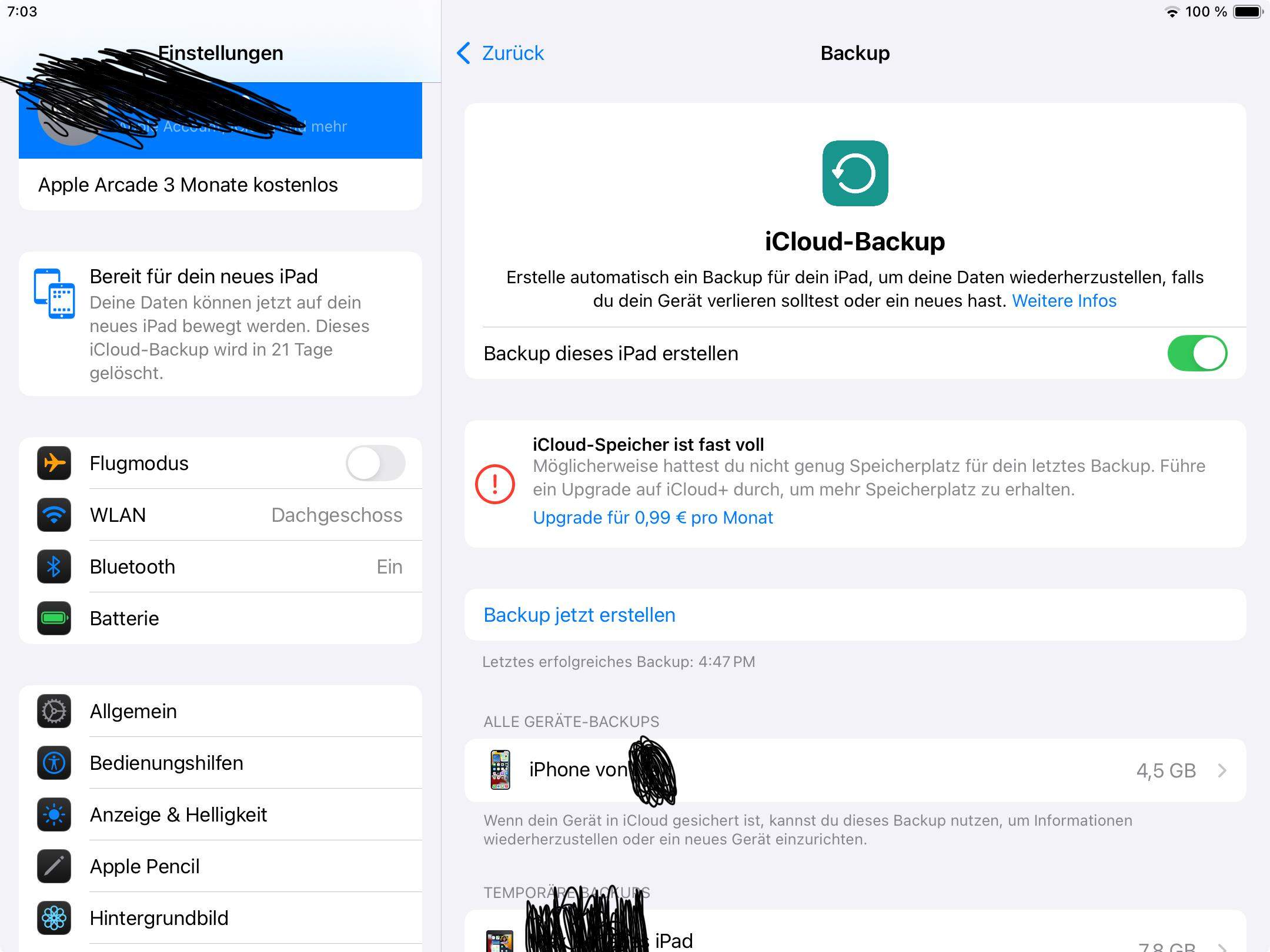 Temporäre Backup Funktion nutzen für reset eines Ipads? (Apple, iPad, iCloud)