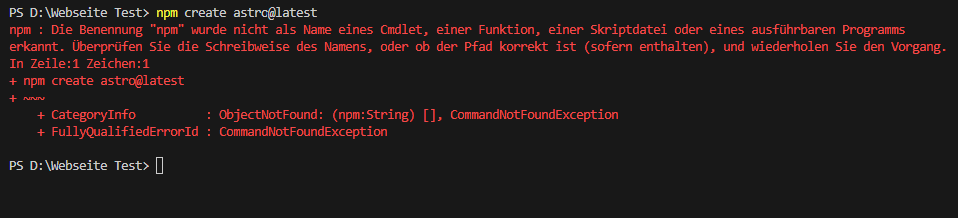 Terminal nimmt mein Code nicht an? (Programmiersprache, Visual Studio, Visual Studio Code)