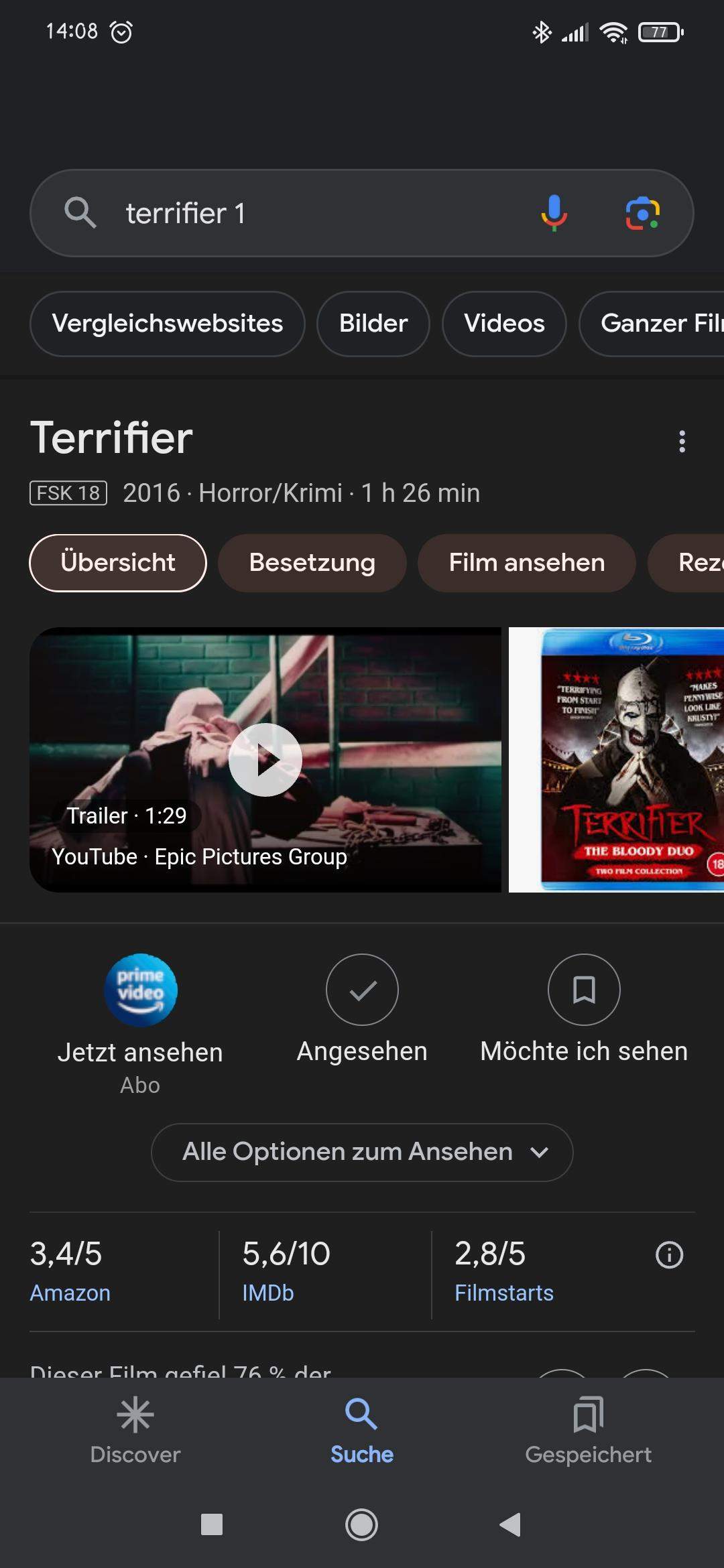 Terrifier 1 mit 12? (Fernsehen, Kino, Horror)