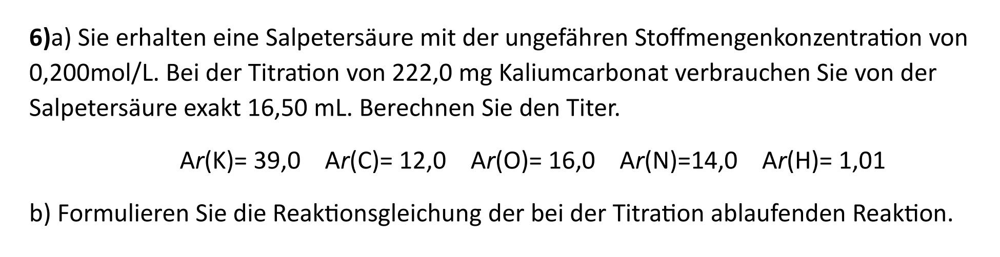 Titer der Salpetersäure? (Säuren und Basen, Titration)