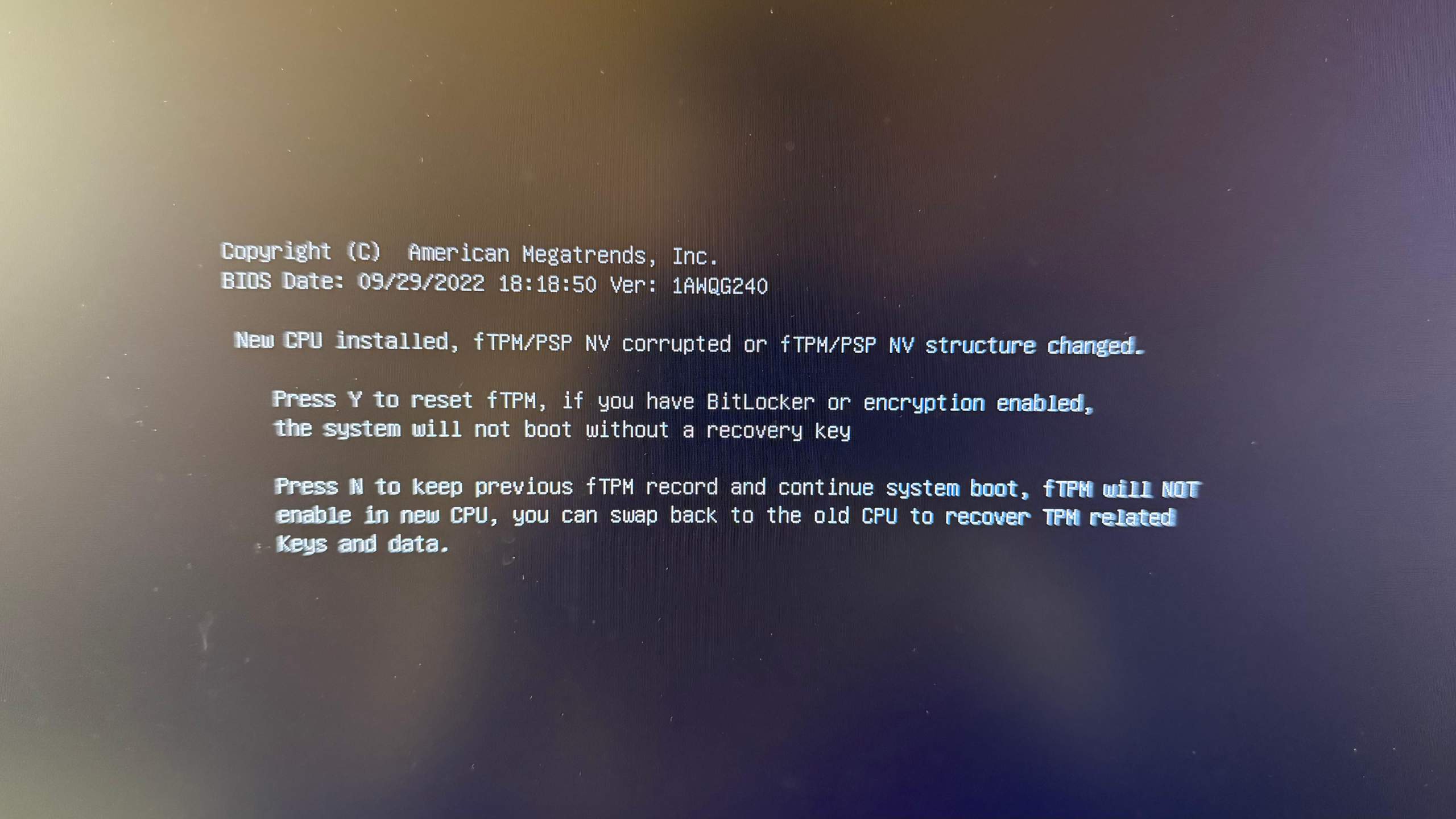 TPM im BIOS aktiviert und nun komme ich aber nicht weiter (Boot, fTPM ...